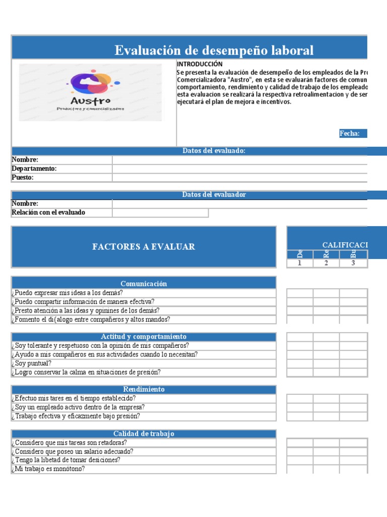 Formato Evaluacion de Desempeño | PDF | Evaluación | Comportamiento