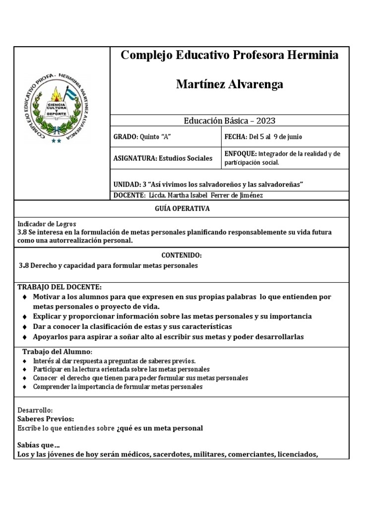 Complejo Educativo Profesora Herminia Martínez Alvarenga Word | PDF Complejo Educativo Profesora Herminia Martínez Alvarenga Word | PDF