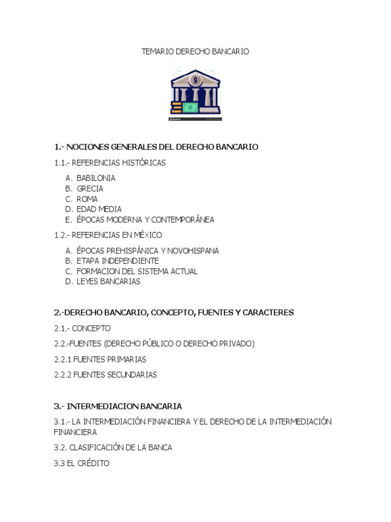 Temario Derecho Bancario | PDF | Política | Ciencias sociales