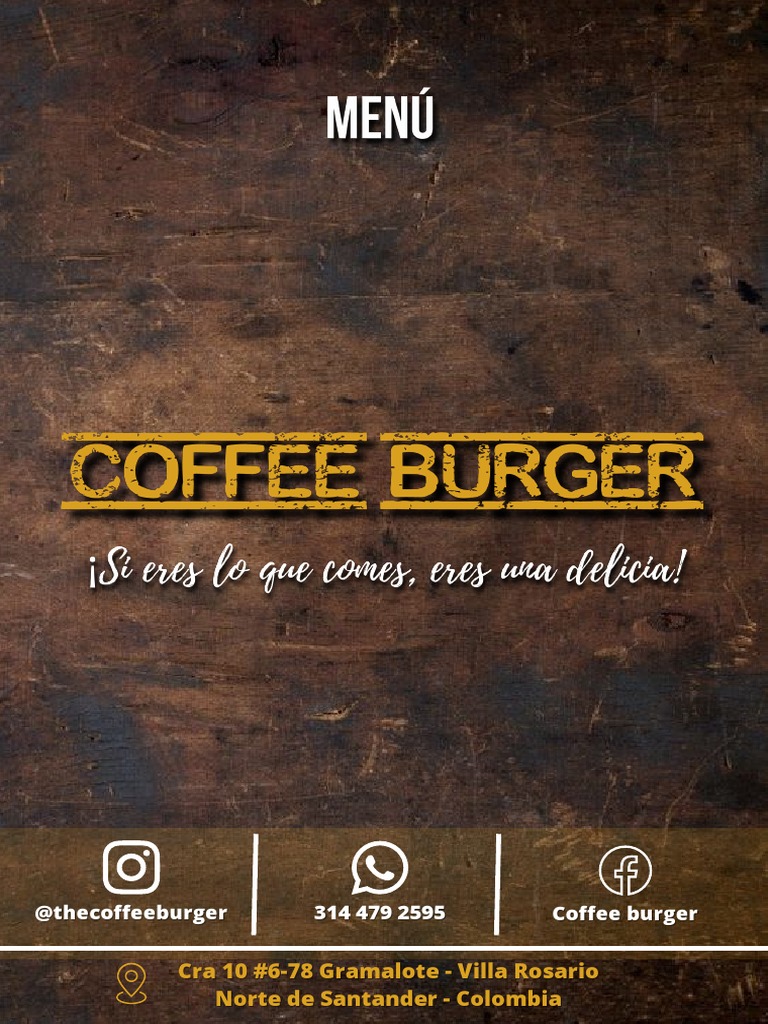 Menú Coffee Burger. | PDF | Hamburguesas | Pancho