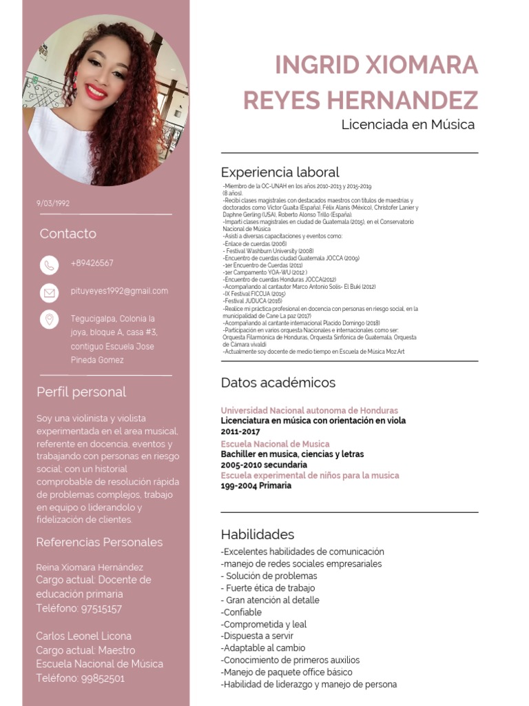 Curriulum Ingrid Reyes | PDF