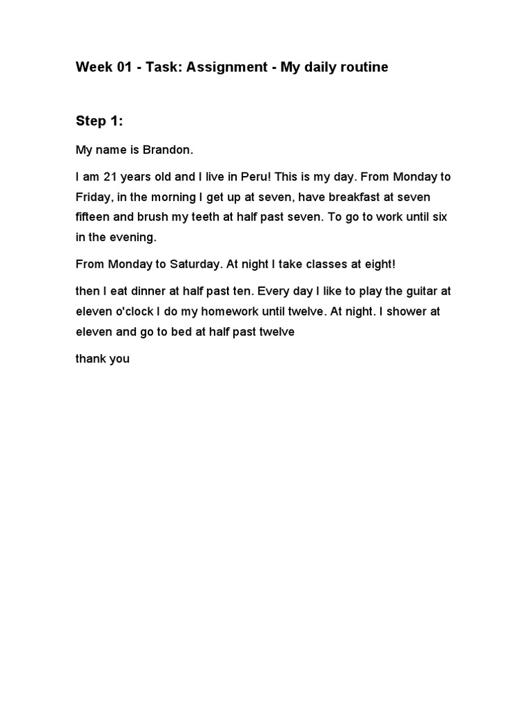 My Daily Routine: A Week Overview | PDF