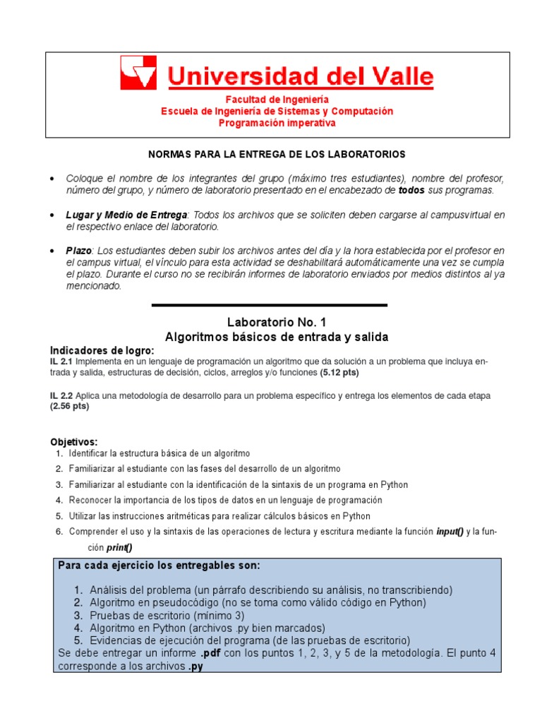 Lab1 2023A | PDF | Algoritmos | Programación de computadoras