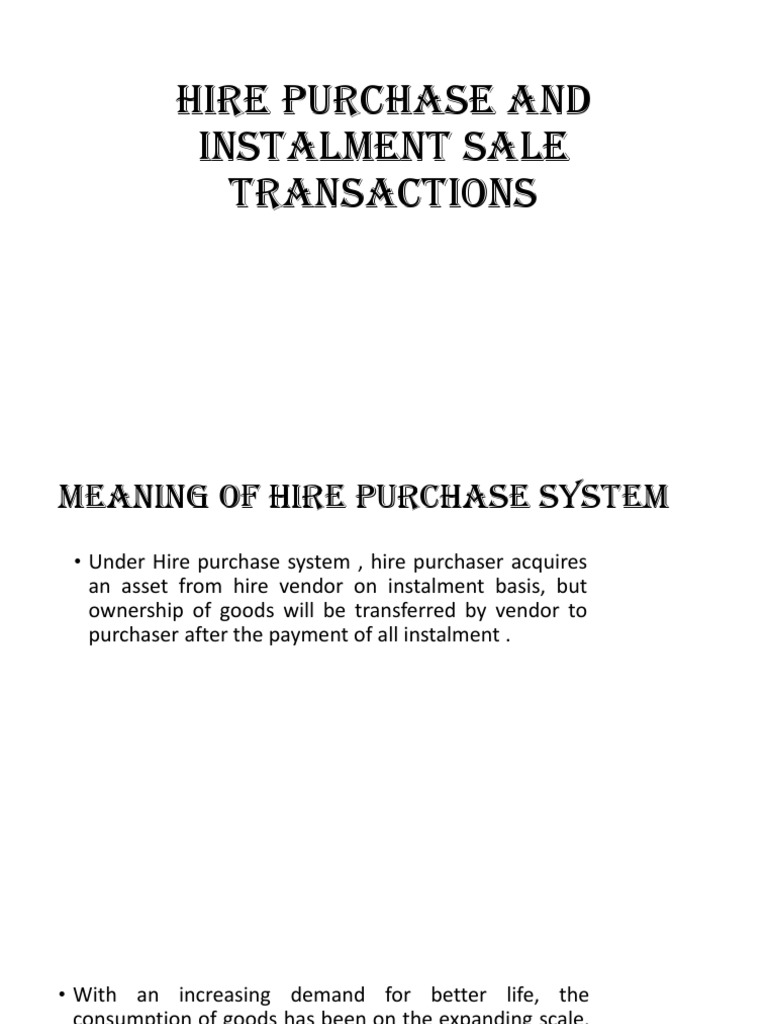Understanding Hire Purchase Transactions | PDF | Interest | Prices