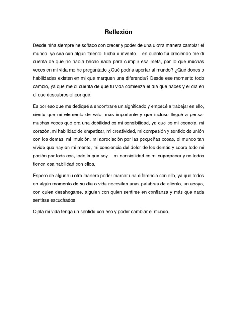 Reflexión Sobre Los Elementos de Valor Individuales | PDF | Relaciones ...