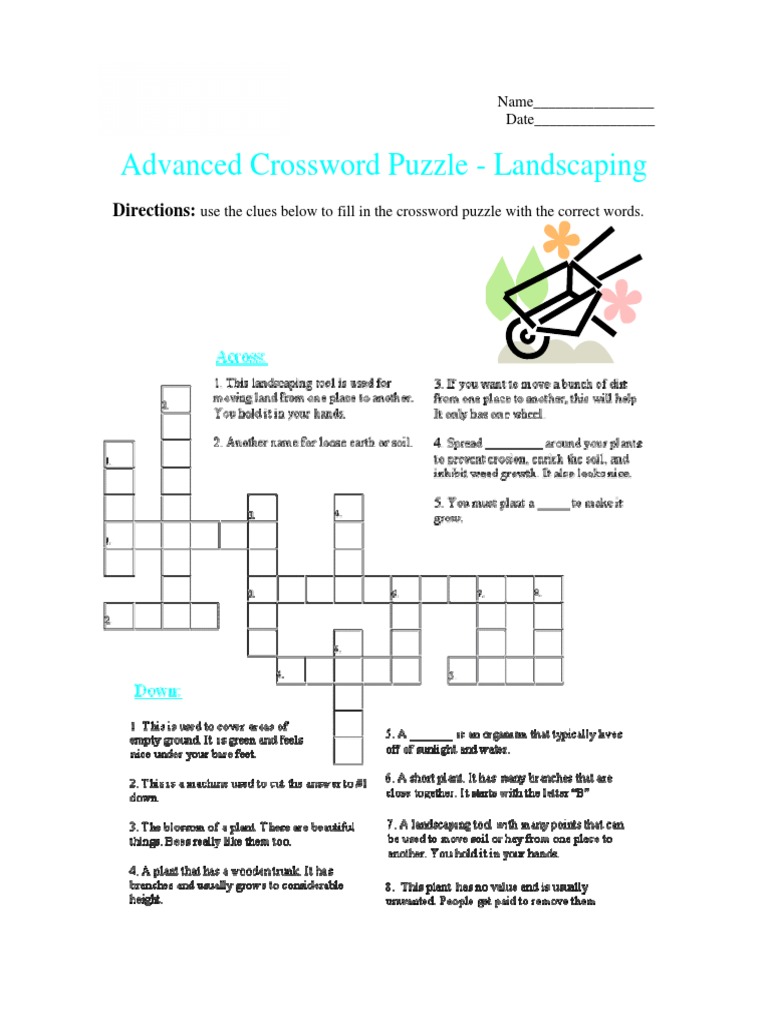 Advanced Crossword Puzzle, Landscaping | PDF Advanced Crossword Puzzle, Landscaping | PDF