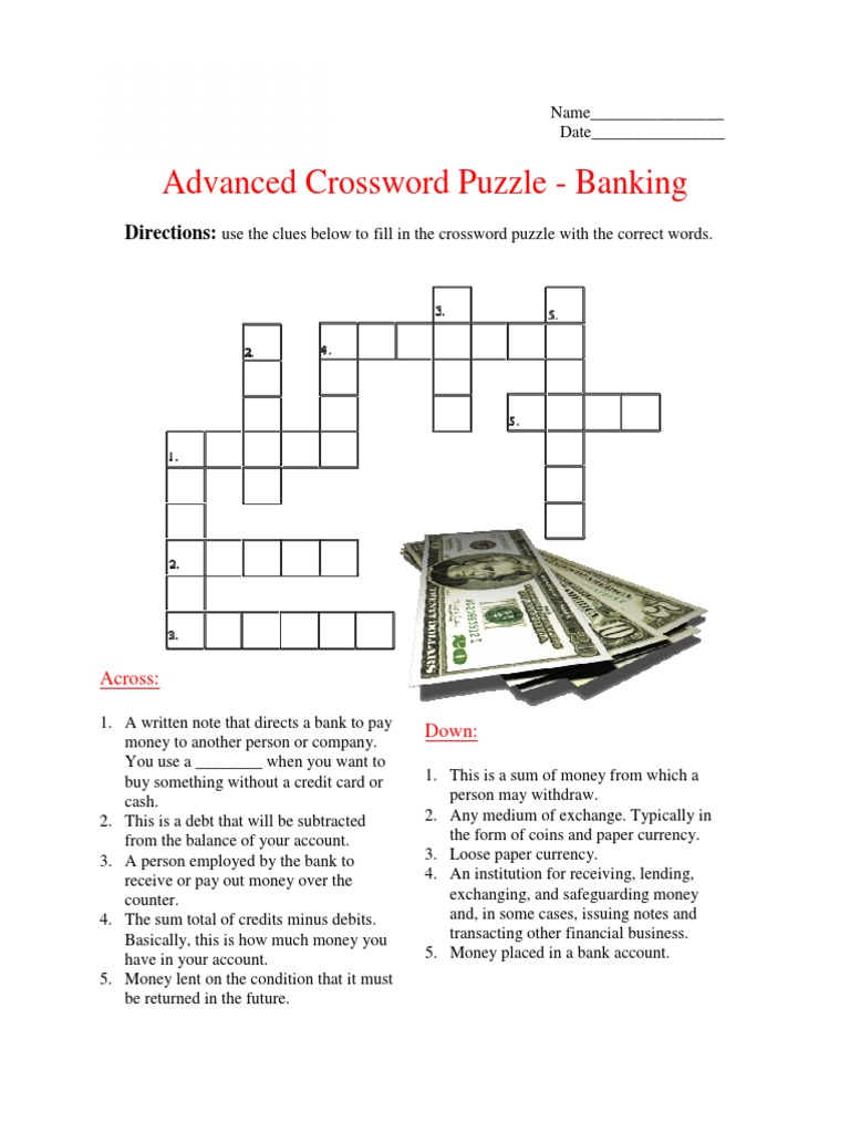 Advanced Crossword Puzzle - Banking | PDF