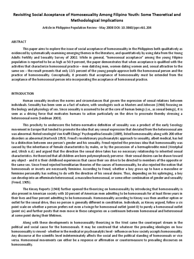 Filipino Youth's Acceptance of Homosexuality | PDF | Homosexuality ...