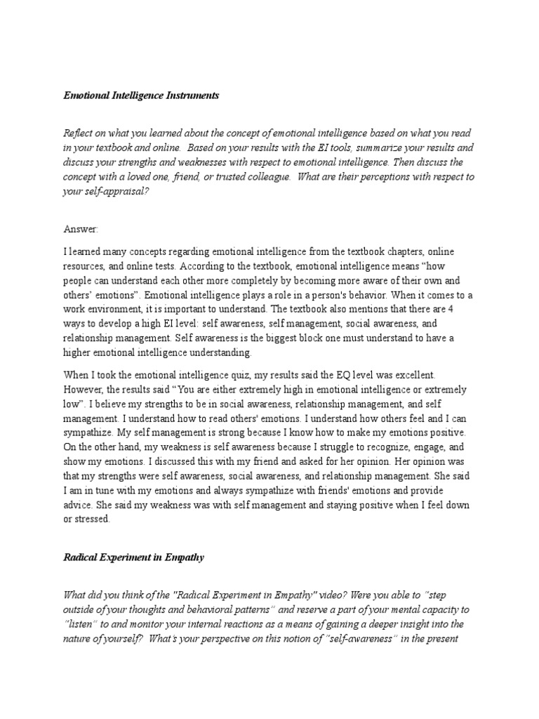 Ogl 220 Module 2 Ei and Empathy Worksheet | PDF | Emotional ...
