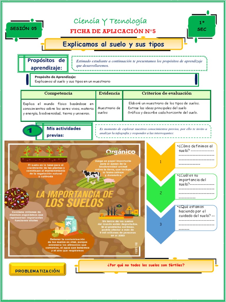 1° FICHA DE APLICACIÓN-5-SEM.2-EXP.2-CyT | PDF | Suelo | Science