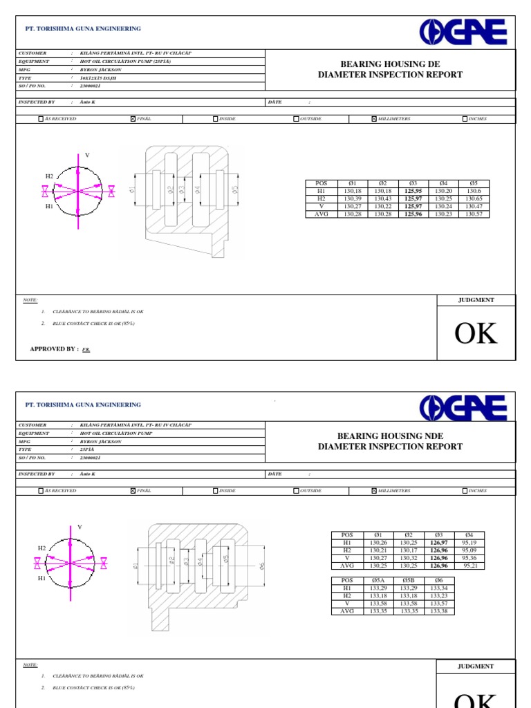 FINAL-Bearing Houshing - Diameter Inspection Report | PDF