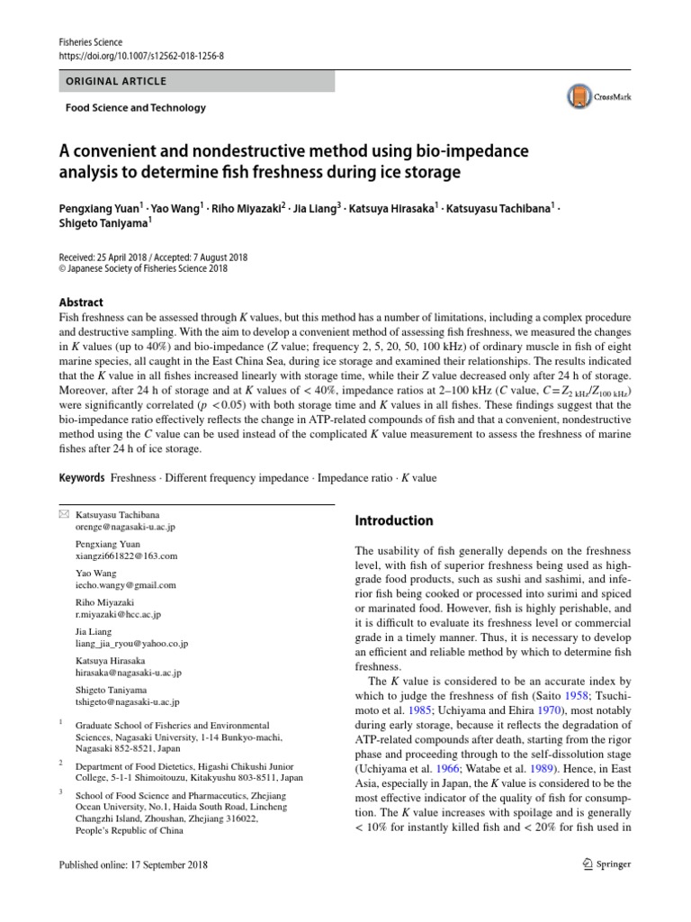 Nondestructive Fish Freshness Method | PDF | Fish | Electrical Impedance