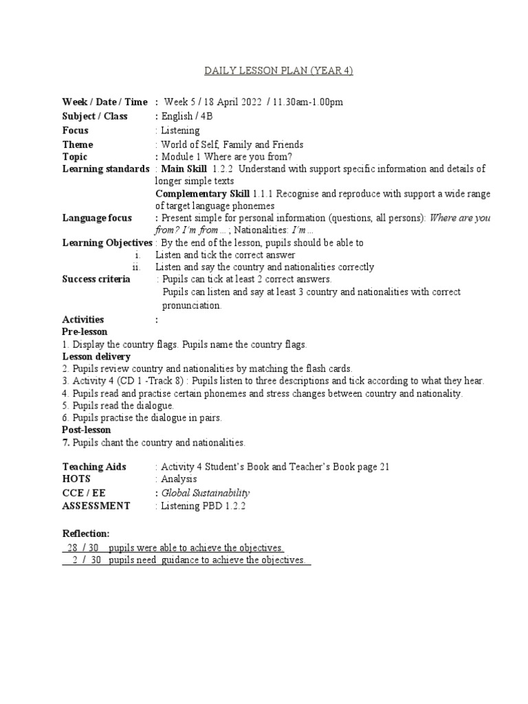 Lesson 4 Listening | PDF