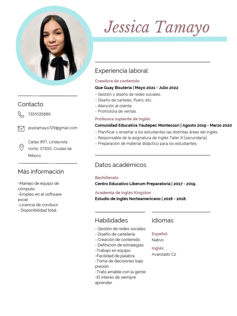 Jessica Tamayo CV | PDF