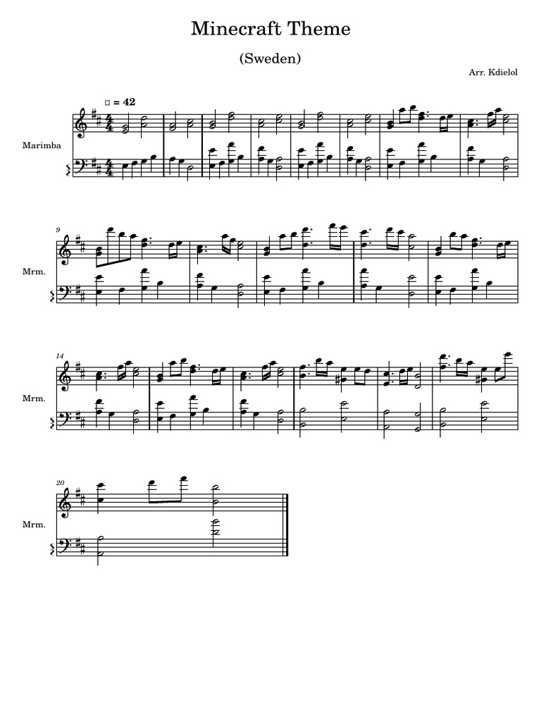 Minecraft Theme Sweden Marimba | PDF