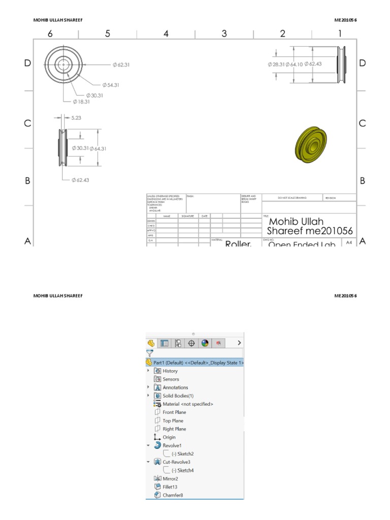 CAD Open Ended Lab Task 14 Me201056 1 | PDF