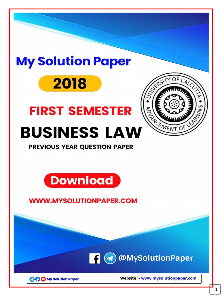 2018 Business Law Question Paper by My Solution Paper | PDF ...