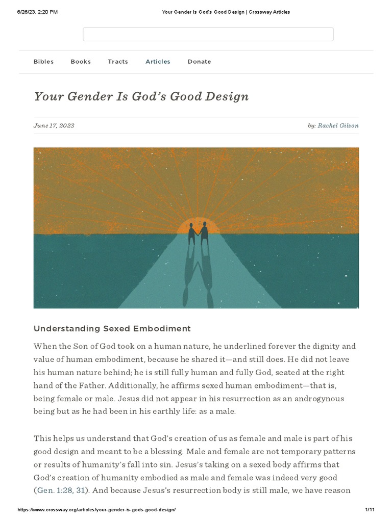Rachel Gilson - 2023 06 17 - Your Gender Is God's Good Design | PDF ...
