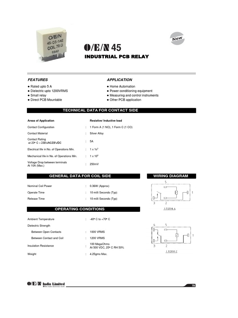 OEB 45 IN Relay Datasheet | PDF | Inductor | Electrical Resistance And ...