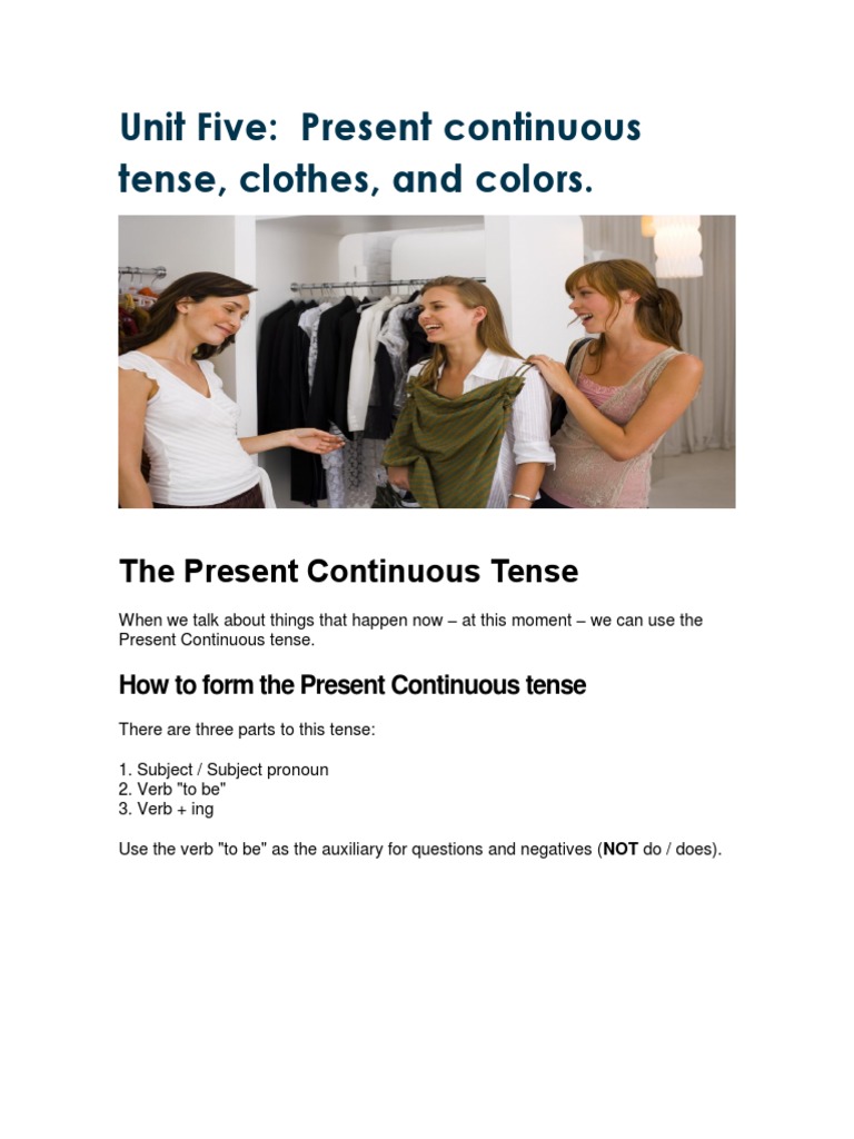 Present Continuous Tense Guide | PDF | Color | English Language