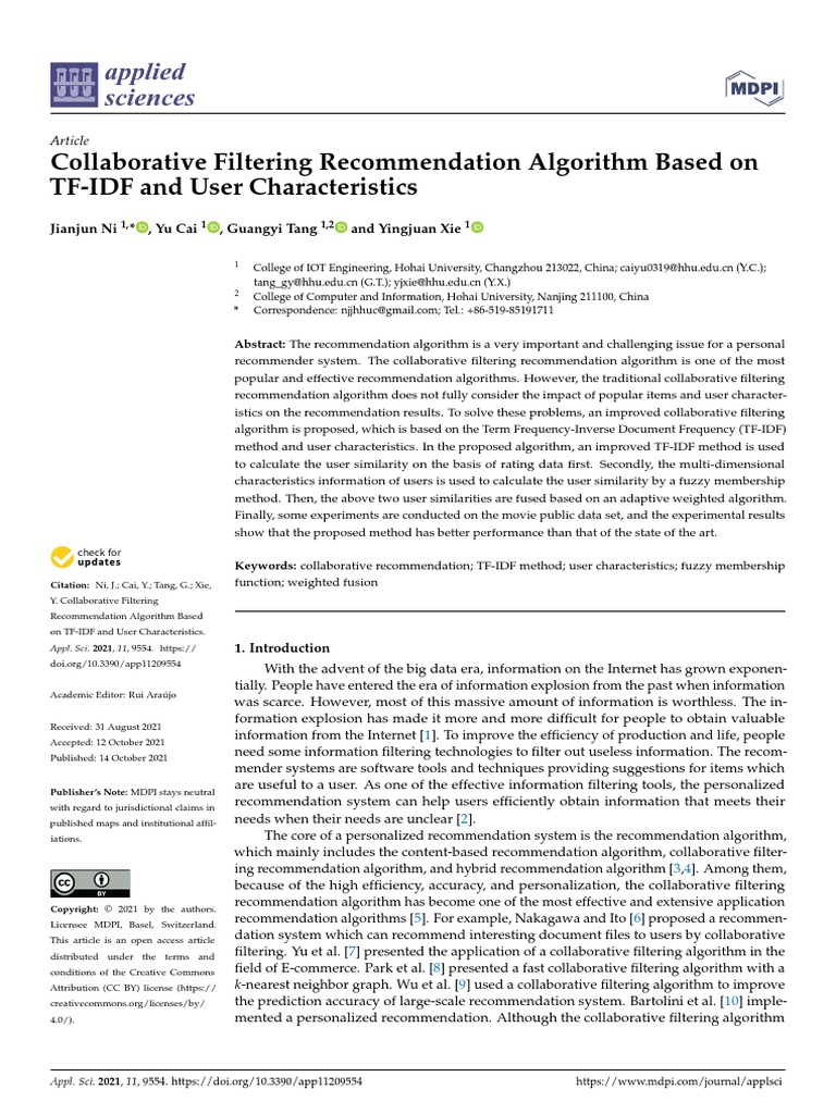 Collaborative Filtering Recommendation Algorithm B Pdf Root Mean Square Deviation
