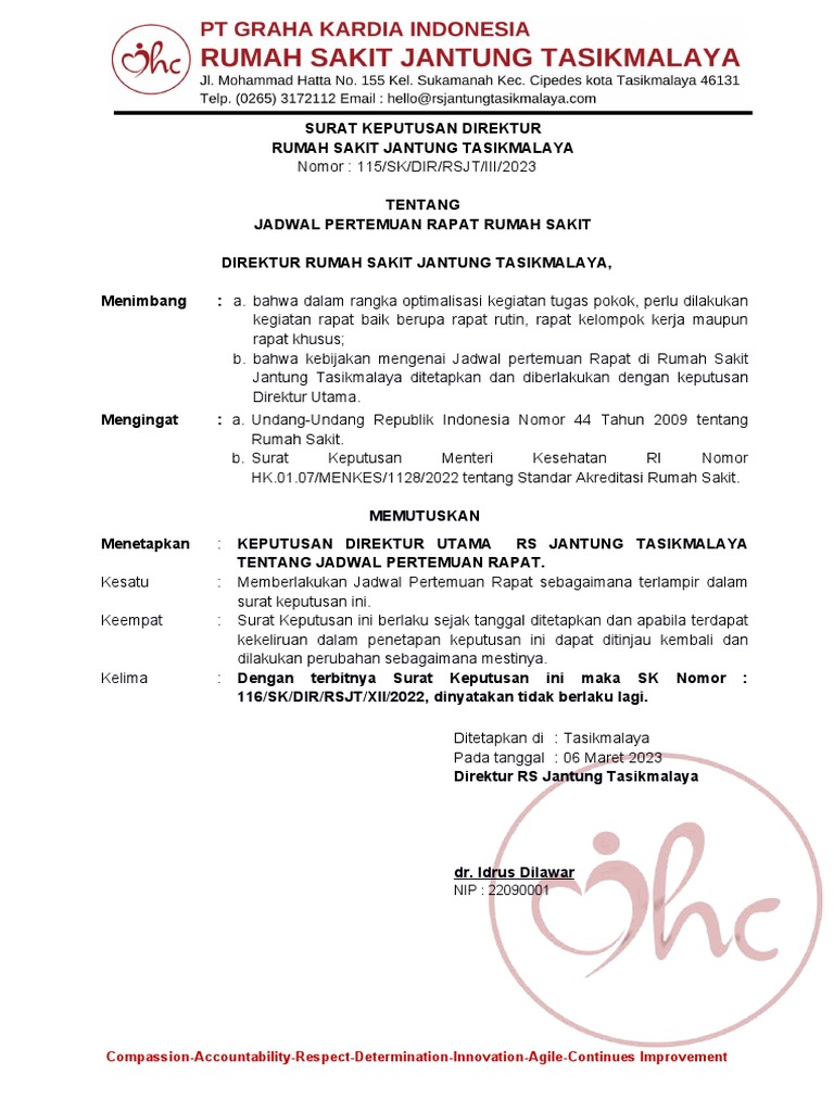 115 - SK Jadwal Pertemuan Rapat | PDF