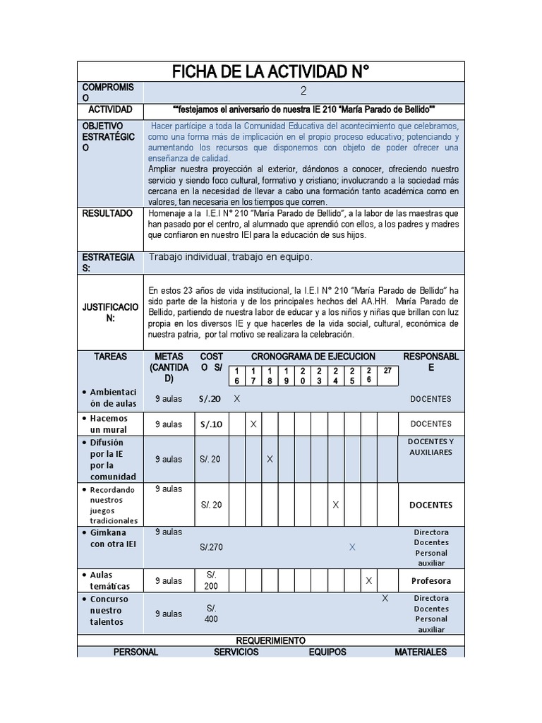 FICHA DE LA ACTIVIDAD para El PAT | PDF | Enseñando | Modificación de comportamiento