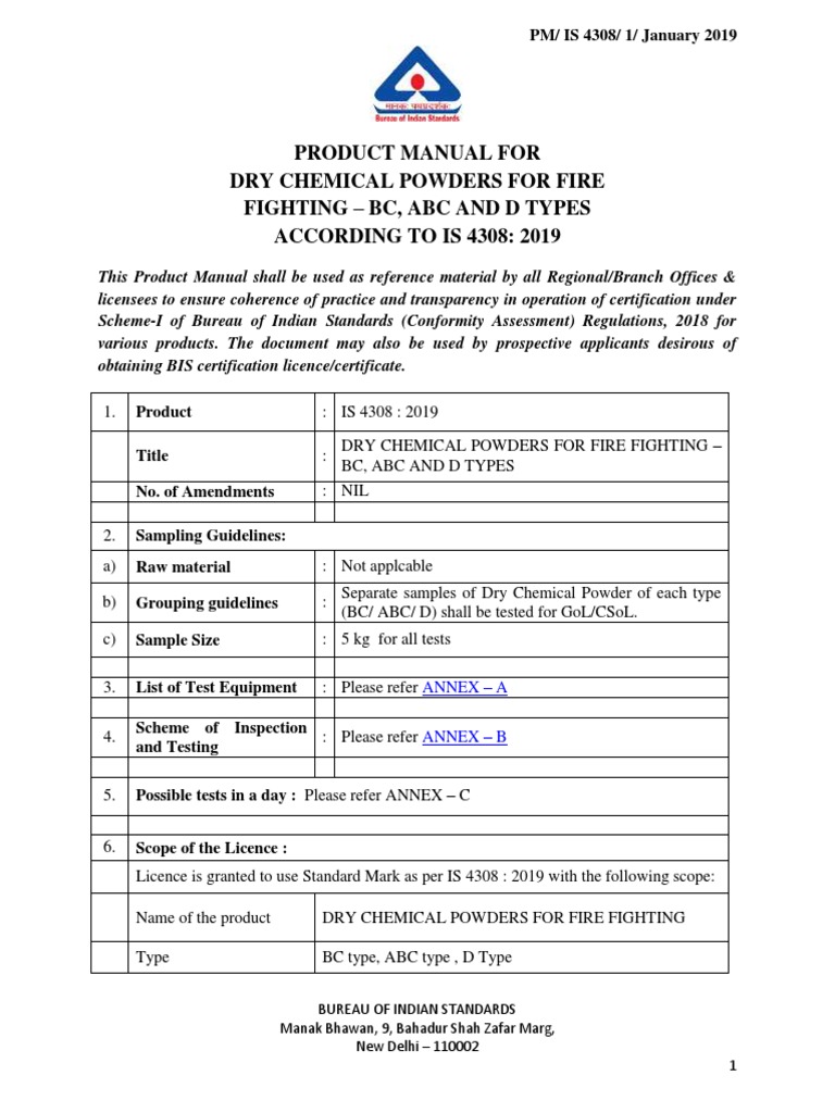 IS 4308 Product Manual | PDF | Chemistry | Physical Sciences