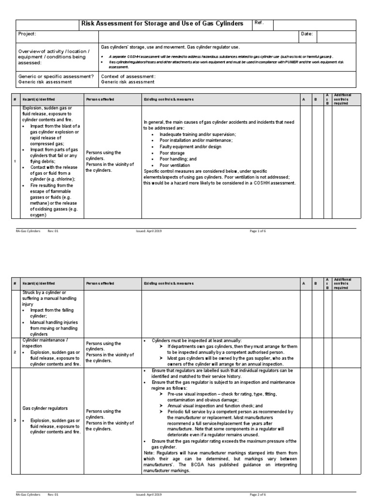 Generic-RA-Gas-Cylinders.doc | PDF | Hazards | Safety