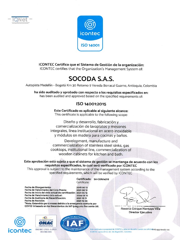 4 - Certificado Calidad ISO 14001 | PDF