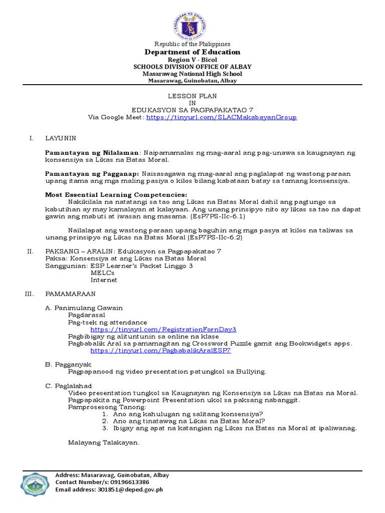 Lesson Plan Esp7 Edited | PDF