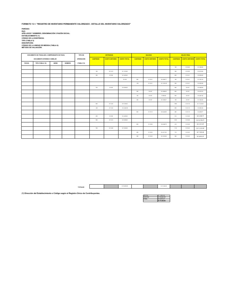 FORMATO INVENTARIO Vacío | PDF