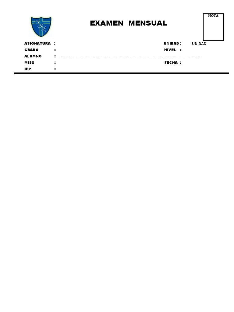 Formato de Examenes 2022 | PDF