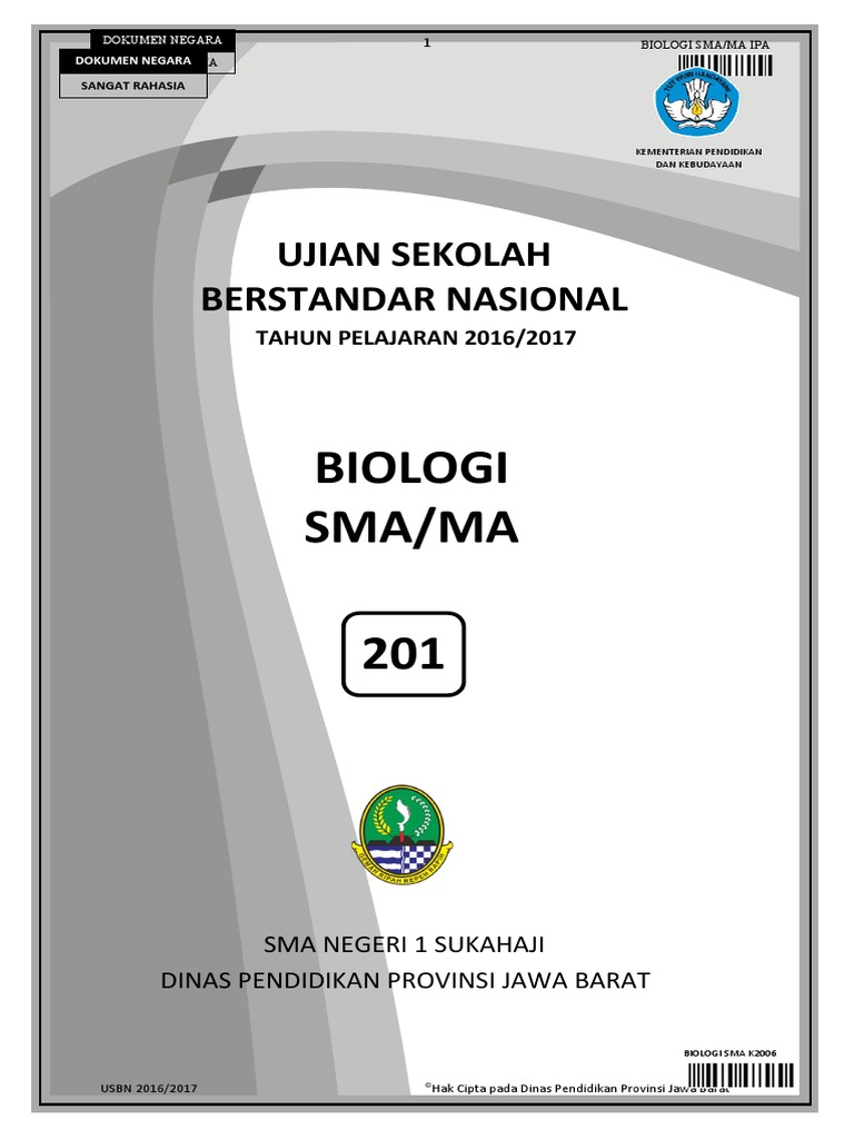 Soal USBN Paket 1 Biologi 2017 | PDF | Kajian Bahasa Asing | Sains & Matematika