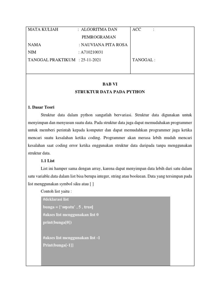 Struktur Data Pada Python | PDF | Komputer | Teknologi & Rekayasa