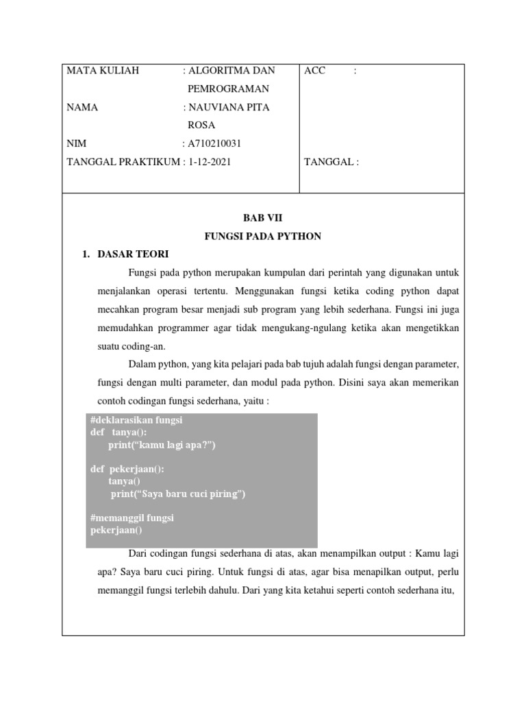 Panduan Fungsi Python untuk Mahasiswa | PDF | Komputer