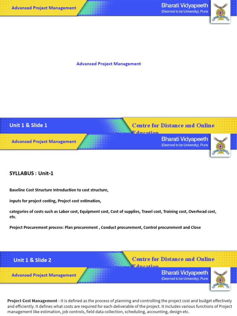 Unit 1 To 6-Advanced Project Management-Sidhartha Bajpai | Download Free PDF | Project ...
