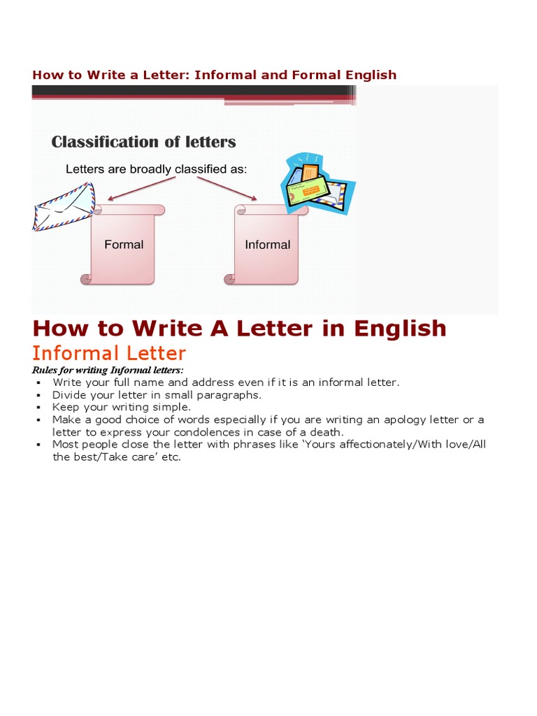 Writing Informal and Formal Letters | PDF