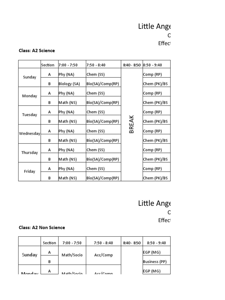Online Class Routine Pdf