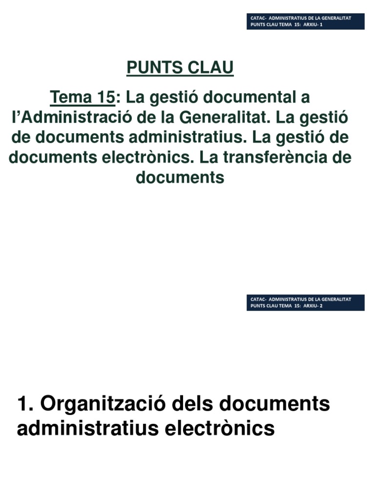 Punts Clau Administratius Generalitat - Tema 15-Arxiu | PDF