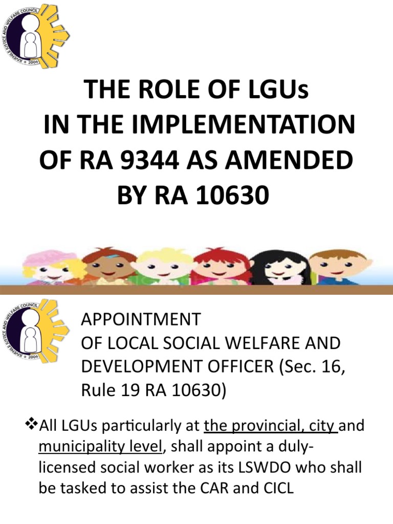 Role of LGUs in The Implementation of RA 9344 | PDF | Government