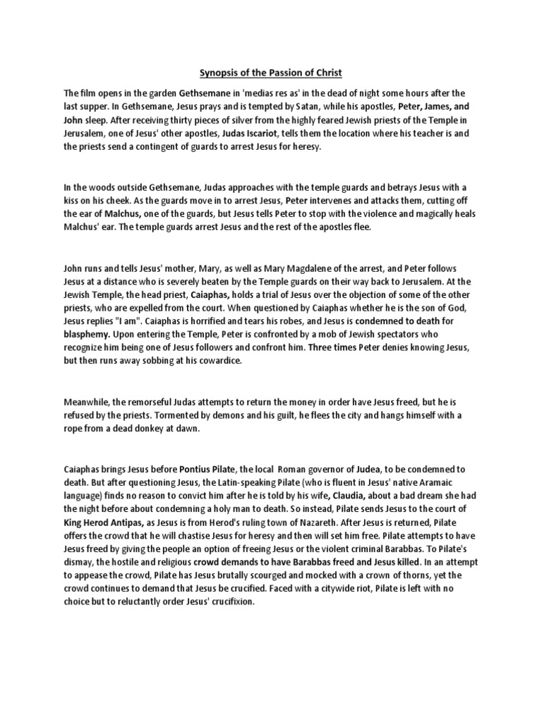 Synopsis of The Passion of Christ | PDF | Jesus | Pontius Pilate