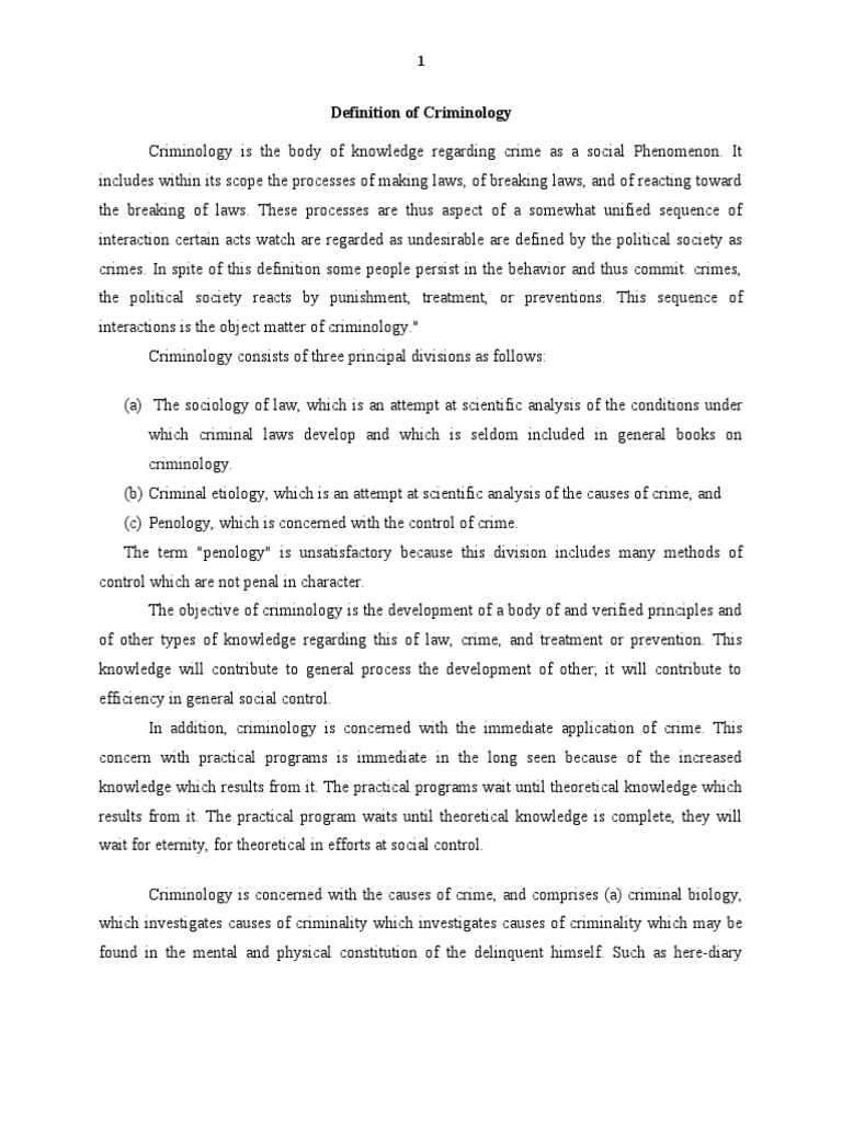 Definition of Criminology | PDF | Crimes | Crime & Violence