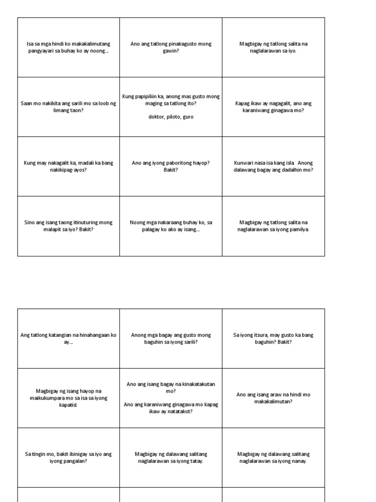 Ice Breaker Cards | PDF