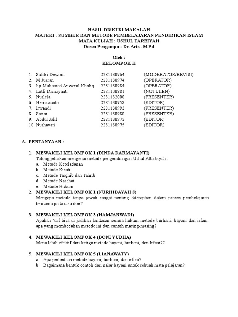 Hasil Diskusi Kelompok 2 | PDF