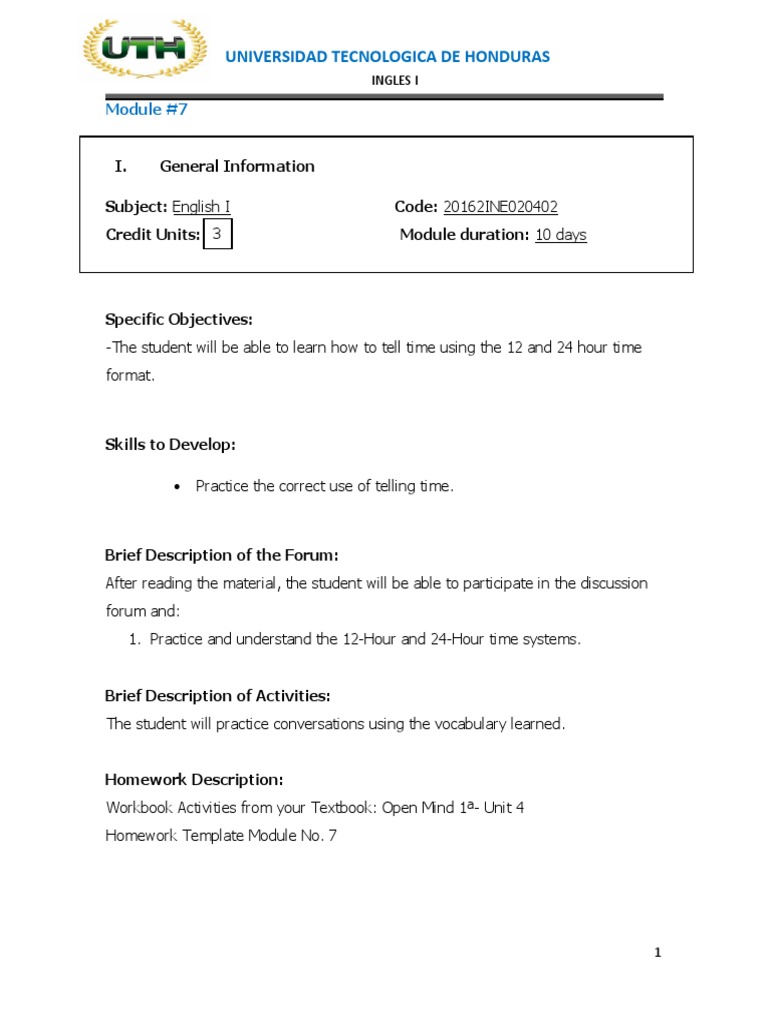 Module 7 Telling Time | PDF | Communication