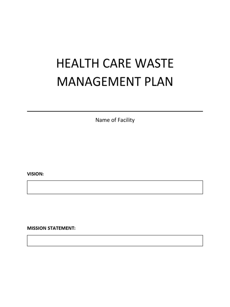 Health Care Waste Management Plan | PDF | Waste | Waste Management