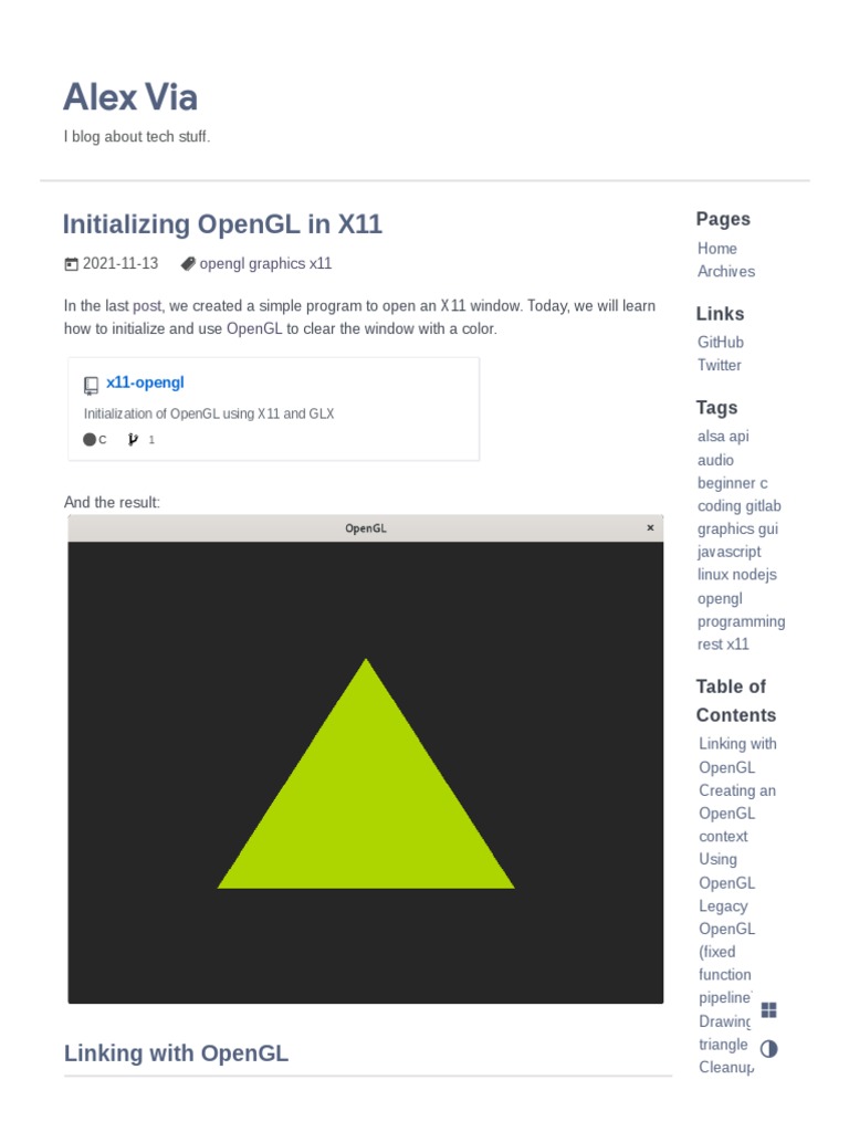 Initializing Opengl In X11 Pdf Shader Computer Libraries 7224