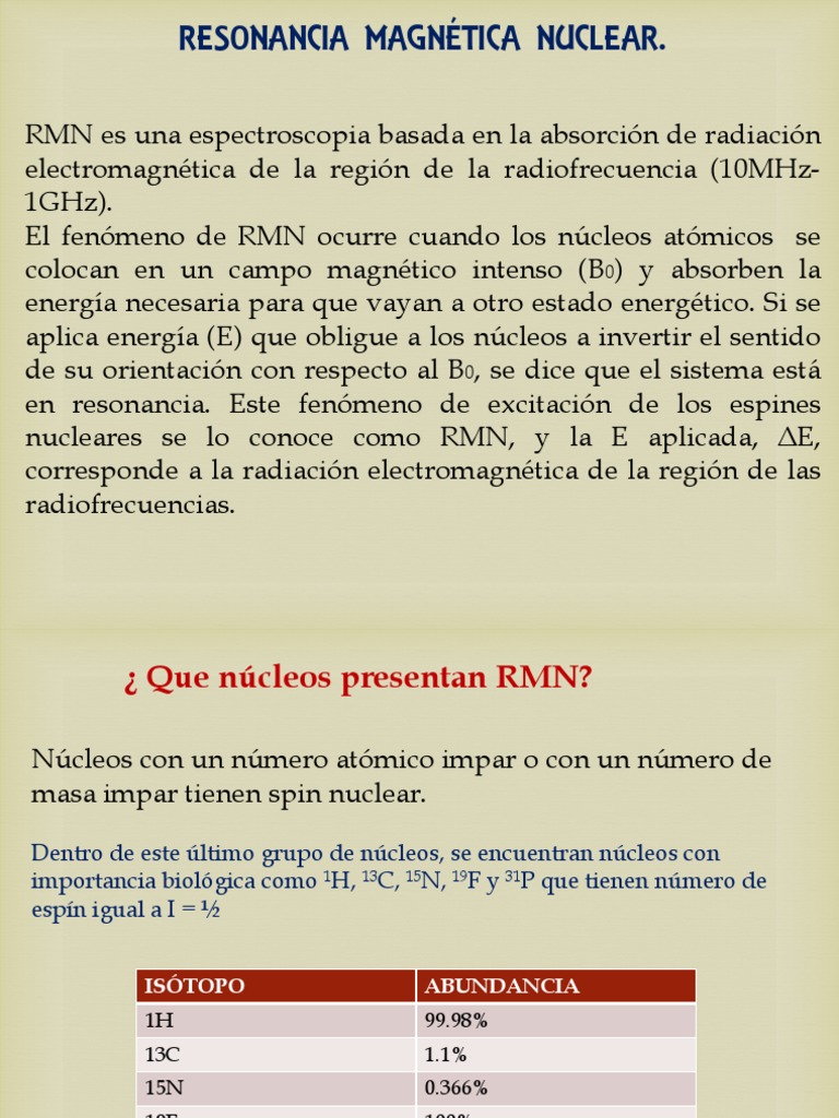 RMN Bases | PDF | Resonancia magnética nuclear | Ciencia de los Materiales