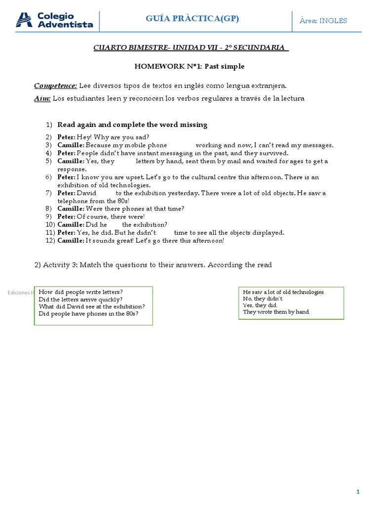 Past Simple Reading 01 FP | PDF | Art